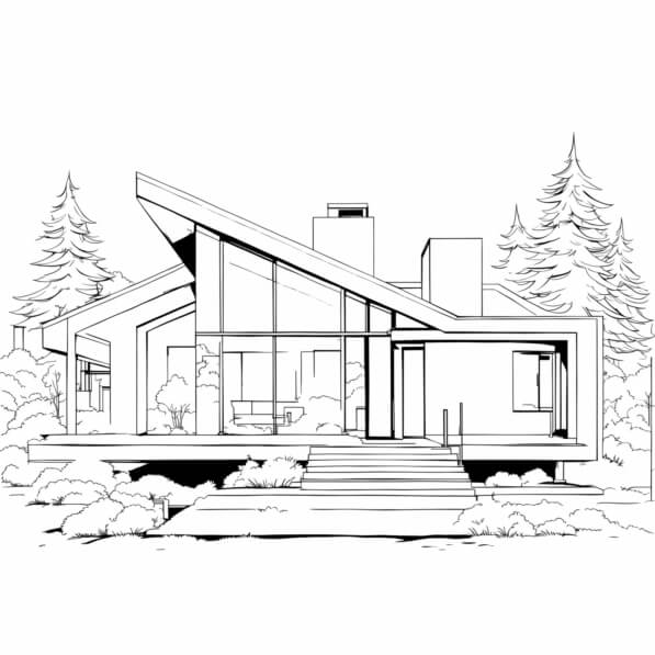 Baixe Desenho de Casa Moderna em Preto e Branco Colorir páginas ...