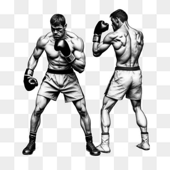 Download Black and White Drawing of Two Men in Boxing Gloves Sketches ...