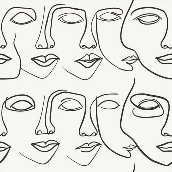 Download Single Line Drawing of a Woman's Face with Different ...