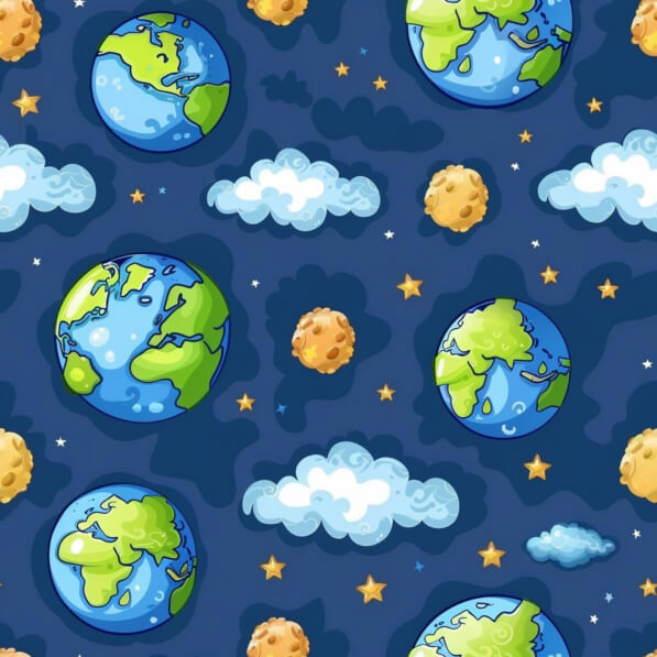 Download Seamless Earth and Moon Pattern Patterns Online - Creative Fabrica