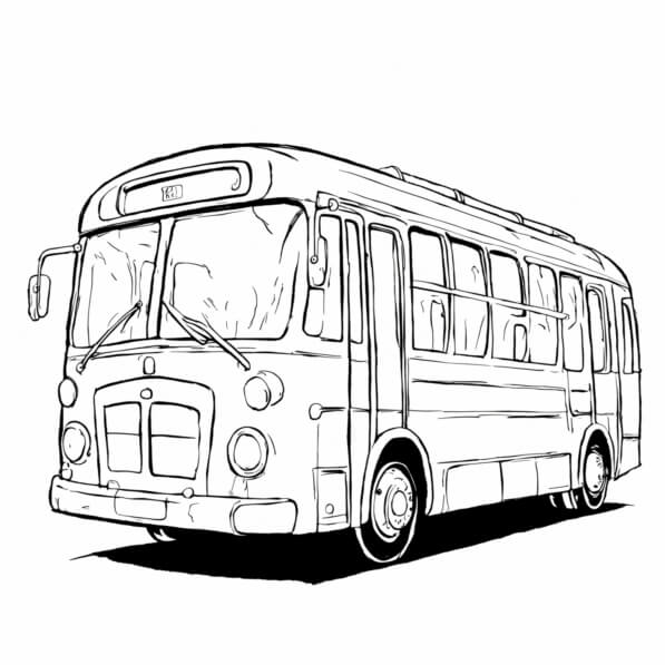 Download Vintage Drawing of Old School Bus Coloring pages Online ...