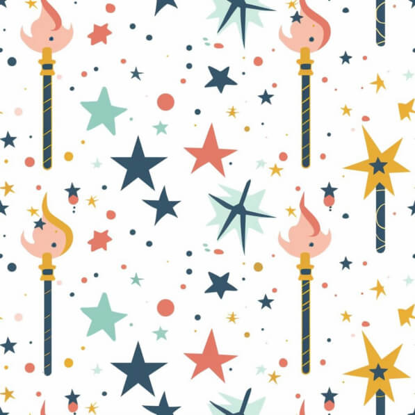 Download Seamless Star and Wand Pattern Patterns Online - Creative Fabrica