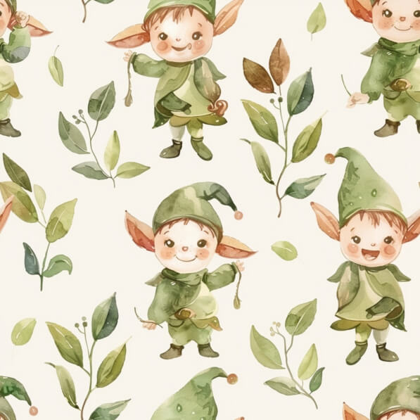 Download Cute Green Elves Seamless Pattern Patterns Online - Creative ...
