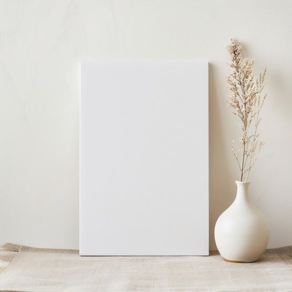 Descarga Póster blanco en blanco y jarrón vacío con flores secas ...