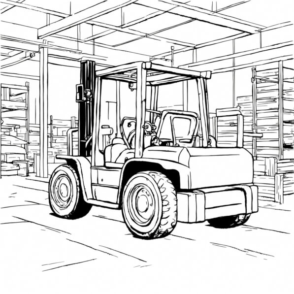 Download Forklift Truck in Industrial Warehouse Coloring pages Online ...