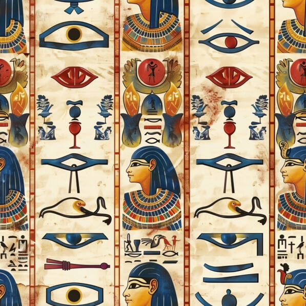 Download Ancient Egyptian Scroll with Sun, Moon, and Stars Patterns ...