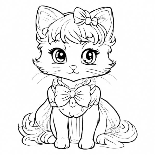 Descarga Imagen en Blanco y Negro de un Lindo Gato con una Corbata de ...
