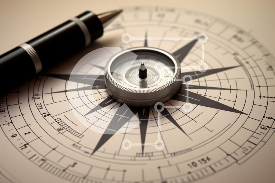 Download Old-Fashioned Map with Compass, Pen, and Paper Stockphotos ...
