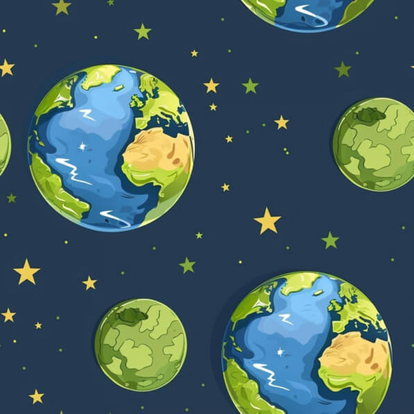 Download Seamless Space Pattern with Earths, Stars, and Planets ...