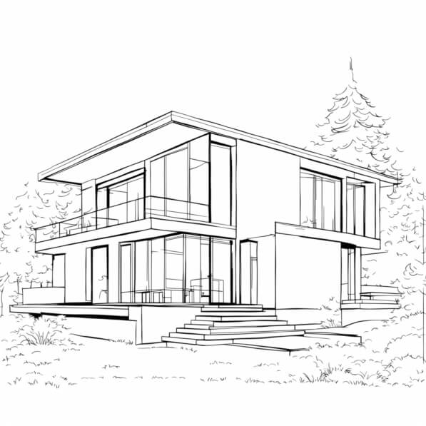 Download Elegant Modern House Drawing Coloring pages Online - Creative ...