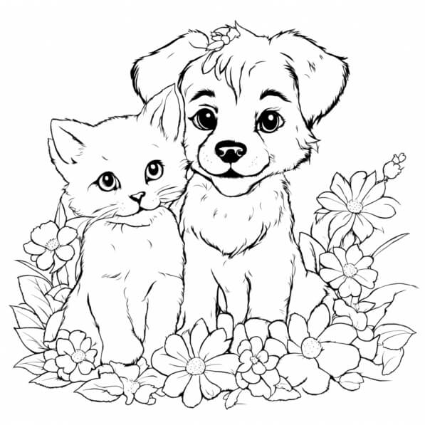Free Puppy Kitty Coloring pages - Download Printable Puppy Kitty ...