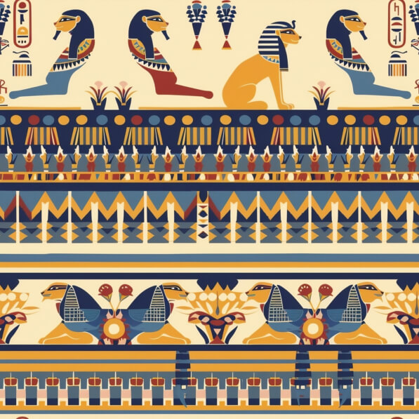 Download Egyptian Seamless Pattern with Animals and Geometric Shapes ...