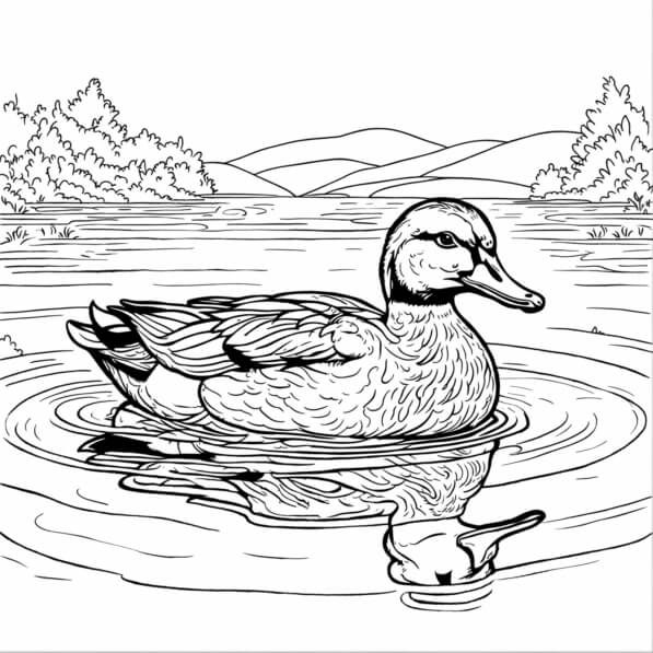 Download Duck Swimming in Water Coloring Page Coloring pages Online ...
