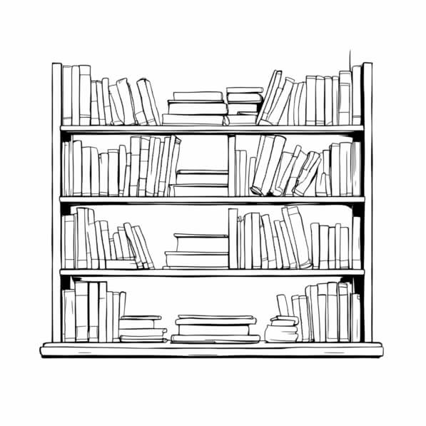 Download Lege Boekenkast Tekening met Boeken Coloring pages online op ...