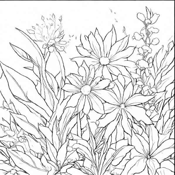 Download Coloring Page with Flowers and Plants Coloring pages Online ...