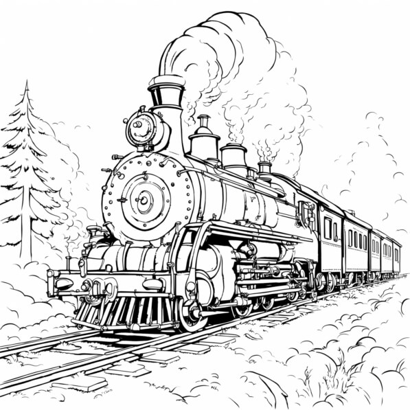 Download Old Steam Locomotive Train Drawing Coloring pages Online ...