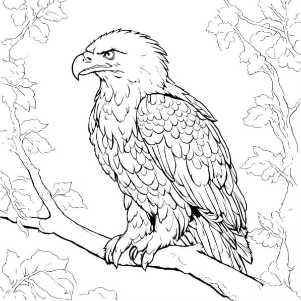 Download Arend Zittend op Boomtak Kleurplaat Kleurplaten online op ...