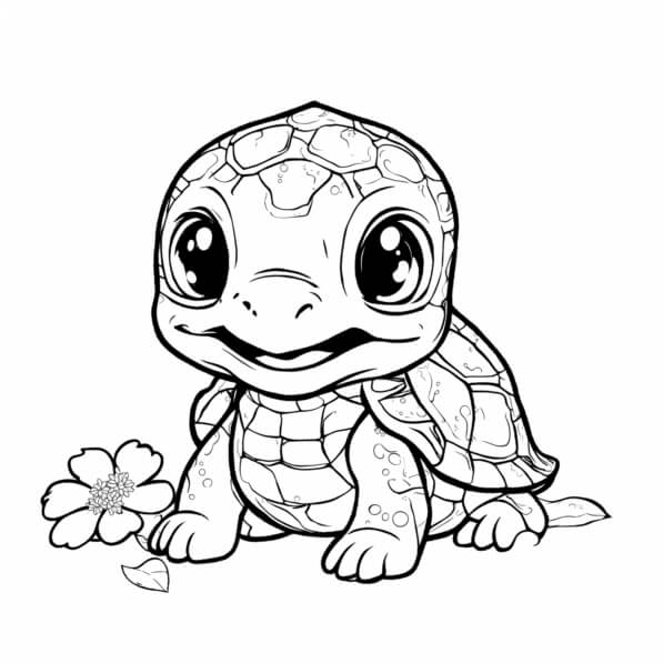 Download Baby Turtle Coloring Page Coloring pages Online - Creative Fabrica