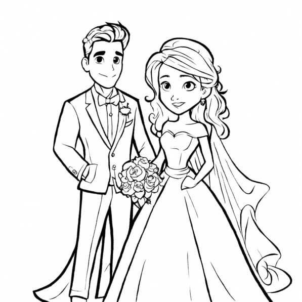 Download Coloring Page: Bride and Groom Celebration Coloring pages ...