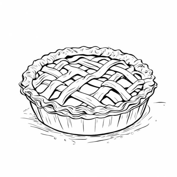 Download Black-and-White Apple Pie Drawing with Lattice Patterns ...