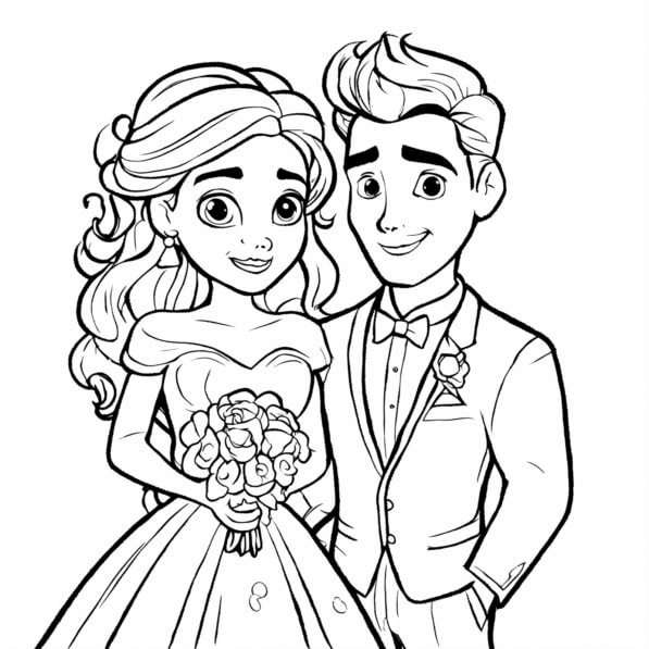 Download Bride and Groom Wedding Coloring Page Coloring pages Online ...