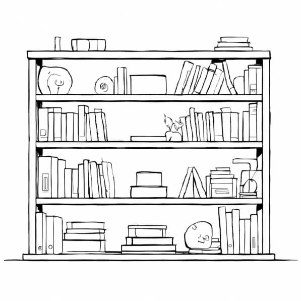 Download Black and White Bookcase Illustration Coloring pages Online ...
