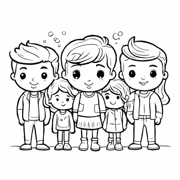 Download Black and White Family Coloring Page Coloring pages Online ...