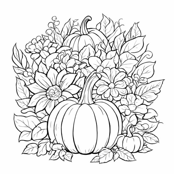 Download Fall-Themed Thanksgiving Coloring Page Coloring pages Online ...