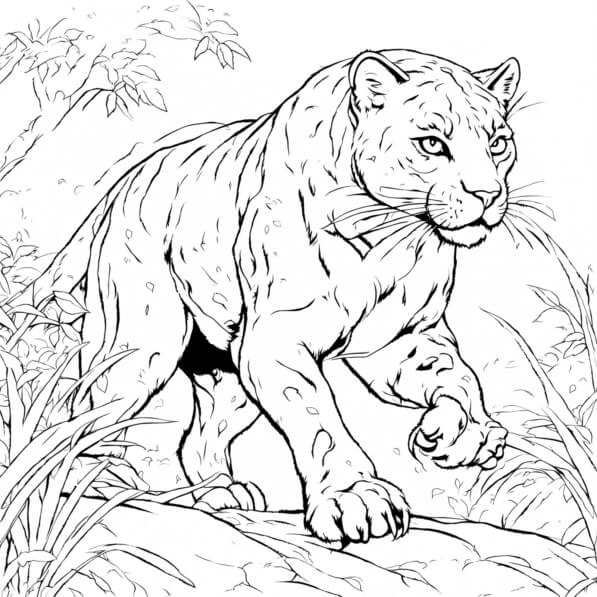 Download Panther Walking in Jungle Coloring Page Coloring pages Online ...