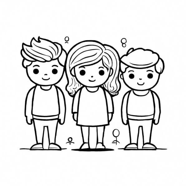Download Group of Kids Standing for Educational Activities Coloring ...