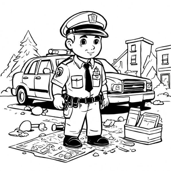 Download Coloring Page: Police Officer Teaching Importance of Law ... Download Coloring Page: Police Officer Teaching Importance of Law ...