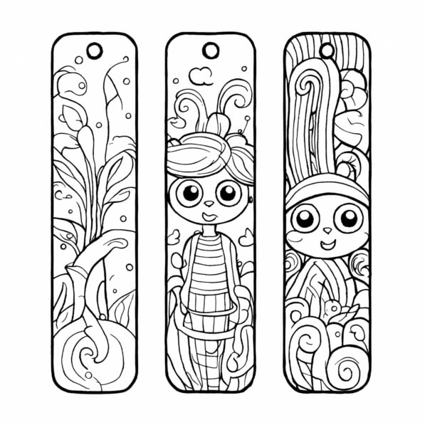 Download Colorful Cartoon Character Bookmarks Coloring pages Online ...