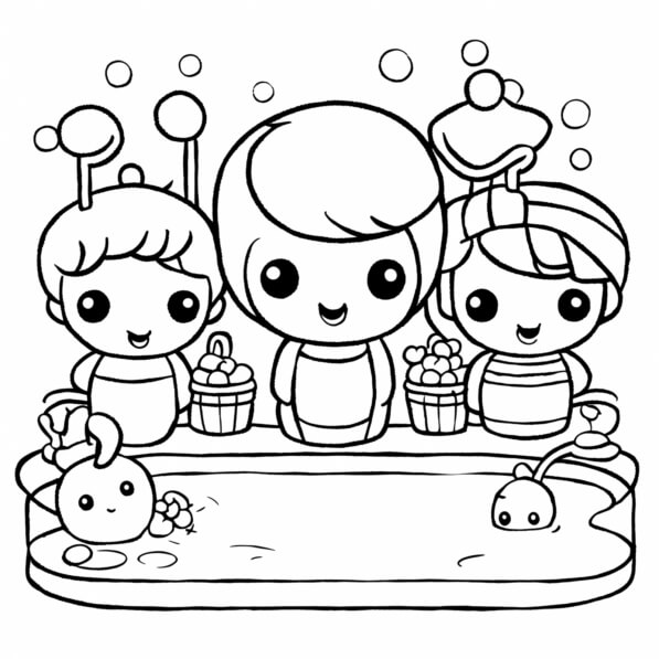 Download Black and White Coloring Page: Kids Playing in Swimming Pool ...