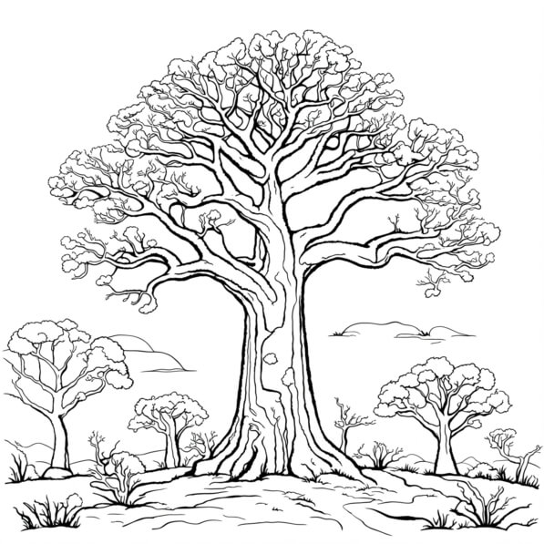 Download Baobab Tree Coloring Page Coloring pages Online - Creative Fabrica