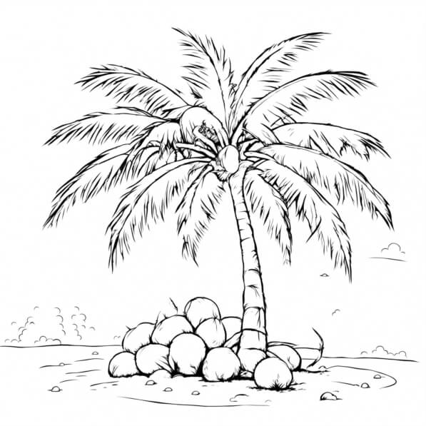Descarga Palmera con cocos Páginas para colorear En Línea - Creative ...