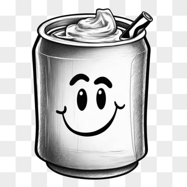 Download Black and White Coca-Cola Soda Can with Smiley Face Sketches ...