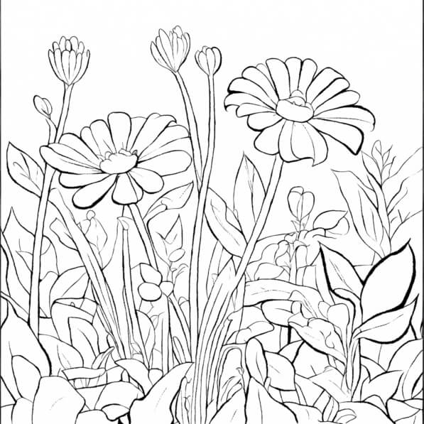 Download Coloring Page with Flowers and Plants Coloring pages Online ...