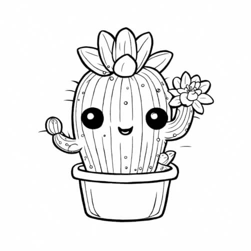 Download Cute Kawaii Cactus Coloring Page Coloring pages Online ...