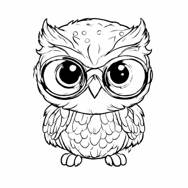 Download Cute Owl Coloring Page Coloring pages Online - Creative Fabrica