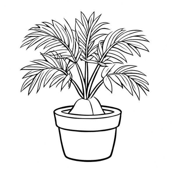 Download Black and White Potted Palm Tree Coloring pages Online ...