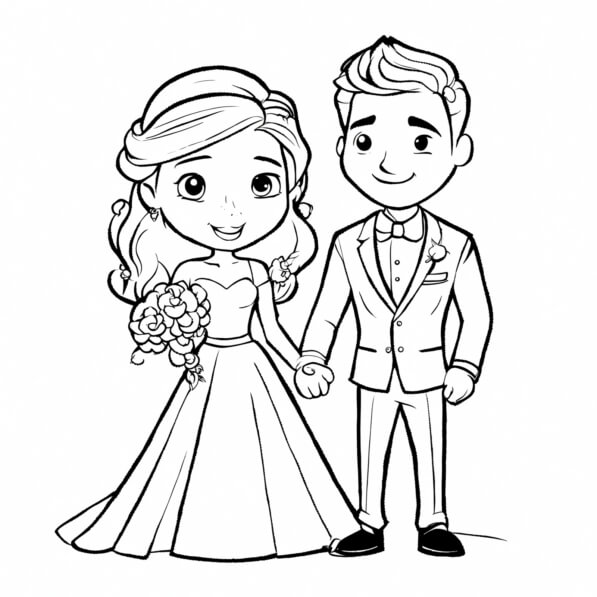 Download Bride and Groom Coloring Page Coloring pages Online - Creative ...