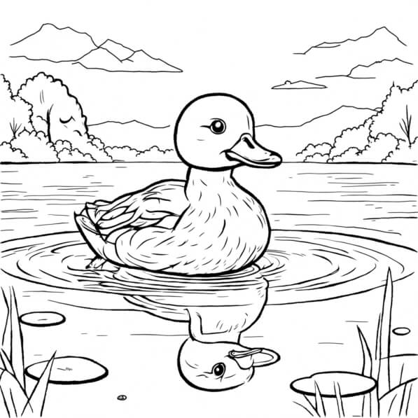 Scarica Papera che nuota nel suo habitat naturale Pagine da colorare ...