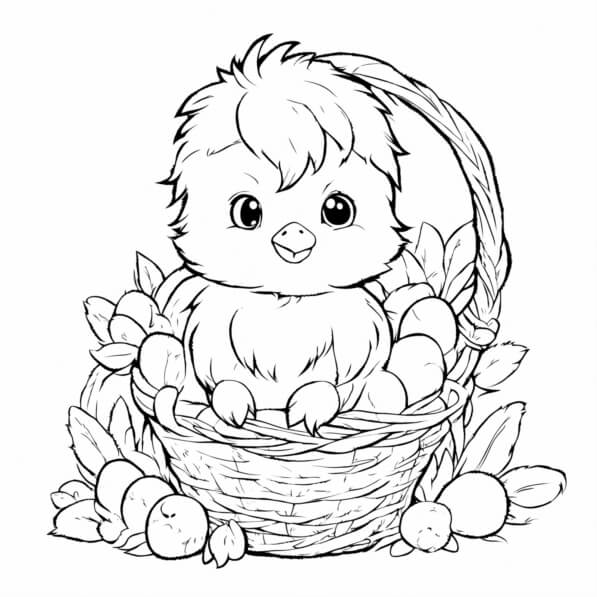 Download Easter Bunny Coloring Page with Chick and Eggs Coloring pages ...