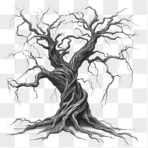 Download Black and White Drawing of Old Tree with No Leaves Sketches ...