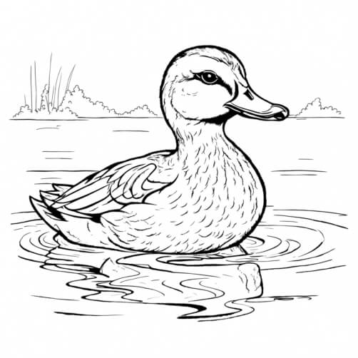 Download Duck Swimming in Water Coloring Page Coloring pages Online ...