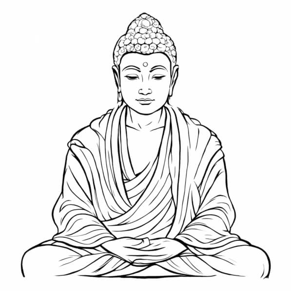 Download Seated Buddha Outline Drawing Coloring pages Online - Creative ...