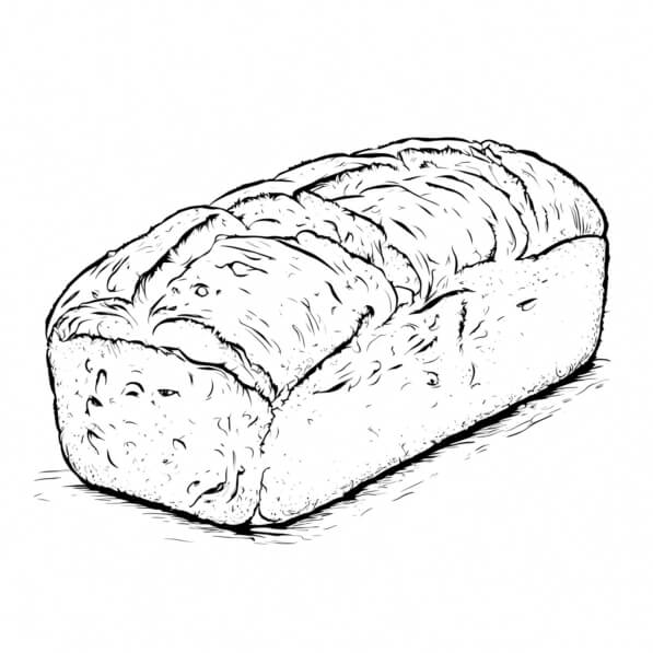 Download Black and White Drawing of a Loaf of Bread Coloring pages ...