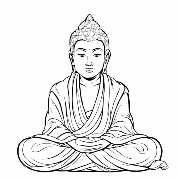 Download Seated Buddha Outline Drawing Coloring pages Online - Creative ...