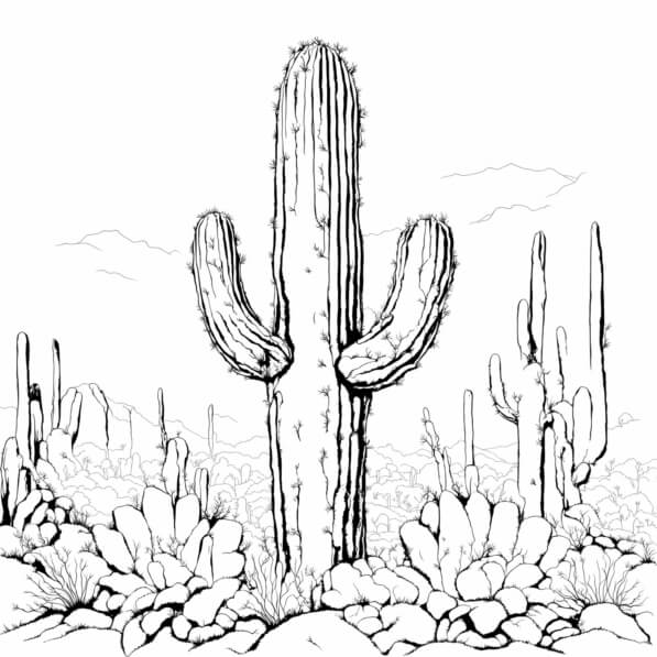 Download Desert Cactus Coloring Page Coloring pages Online - Creative ...