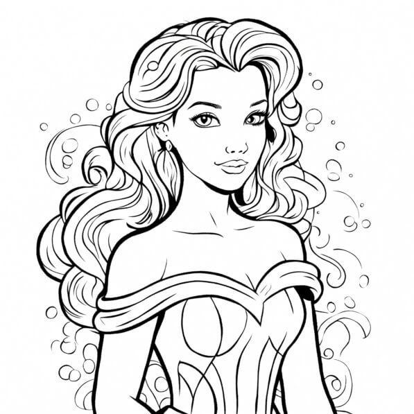 Download Disney Princess Coloring Page with Long Blonde Hair and Waves ...